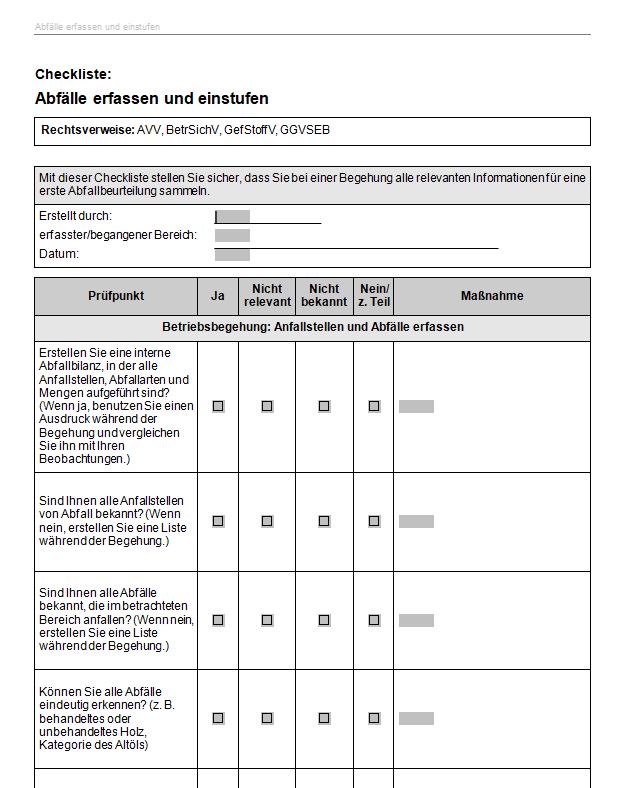 Abfälle erfassen und einstufen | WEKA