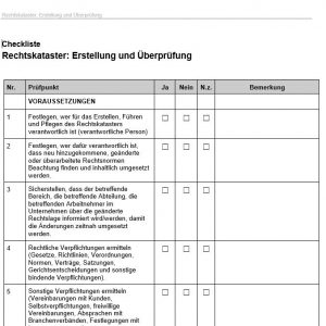 Checkliste Rechtskataster - WEKA