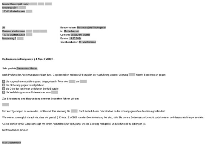 Bedenkenanmeldung erstellen: Alles Wichtige für Handwerker