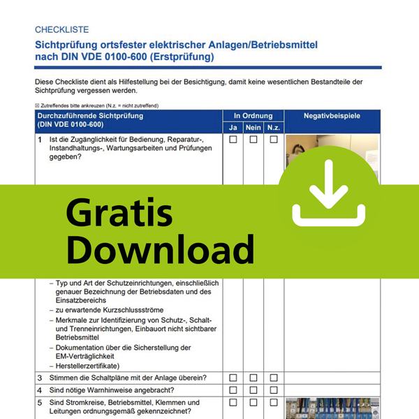 Checkliste Sichtprüfung DIN VDE 0100-600 ⚡ Gratis-Download