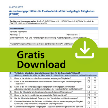 Elektrofachkraft für festgelegte Tätigkeiten ⚡ Gratis-Download